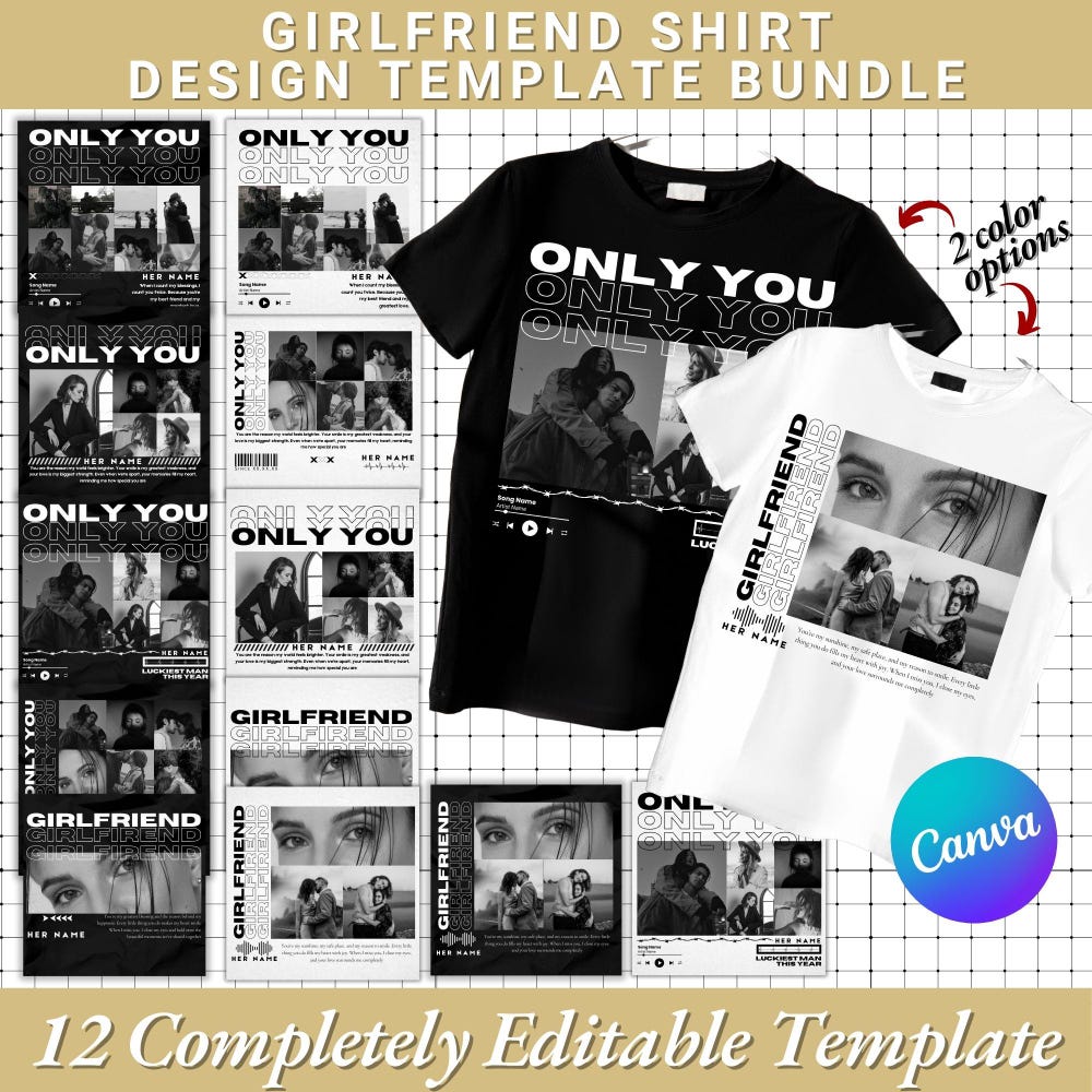 Editable Girlfriend Shirt Canva Template | Custom Valentine Design For ...