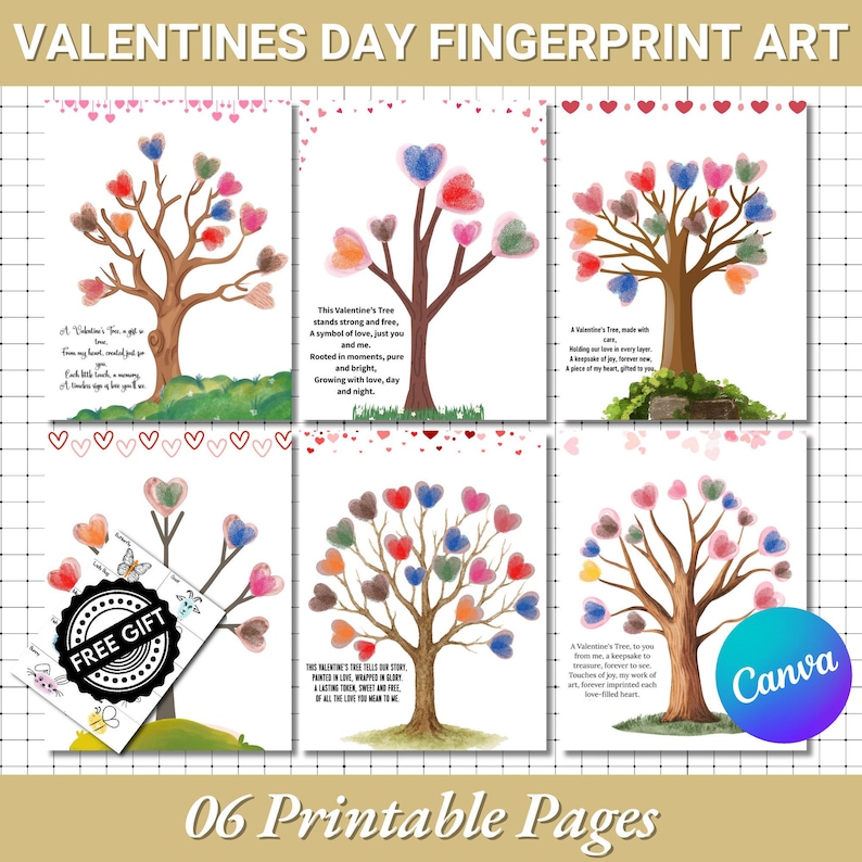 Valentines Day Fingerprint Art Template |printable Kids Valentine ...