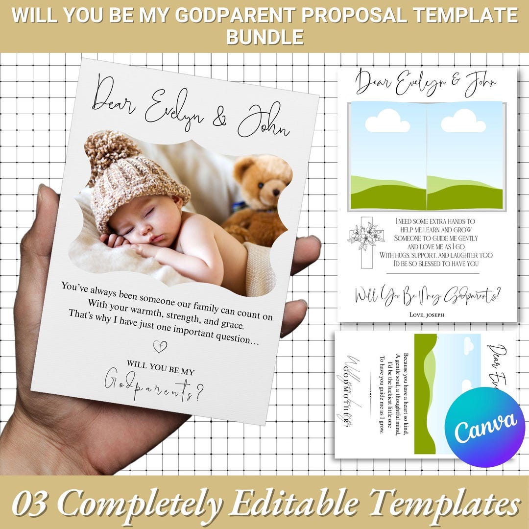 Will You Be My Godparents Proposal Card Template |editable + Printable ...