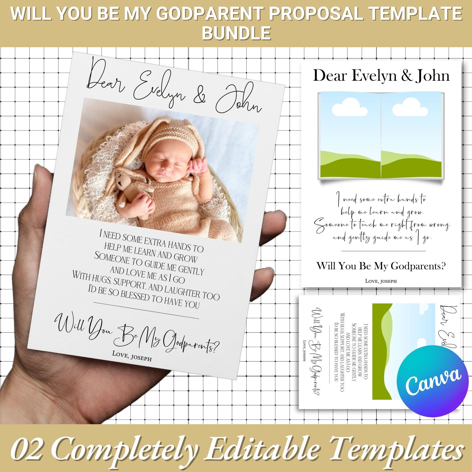 Godparent Proposal Card Template: DIY Blessing Card (canva Editable) - Etsy