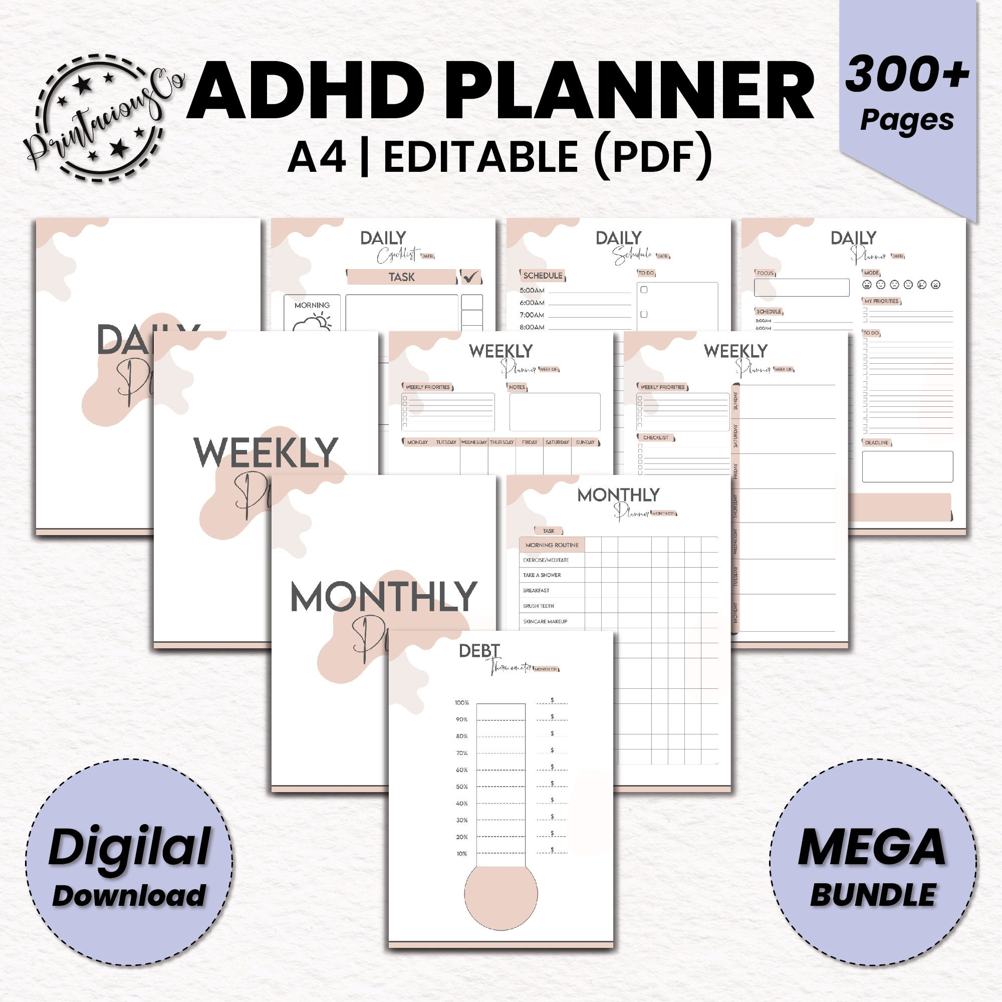 Adhd Planner Printable Adhd Planner Adult Adhd Productivity Planner ...