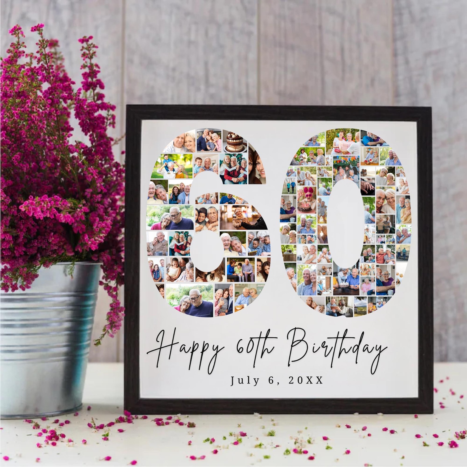 60th Birthday Photo Collage Template: Personalized Canva Gift (digital ...