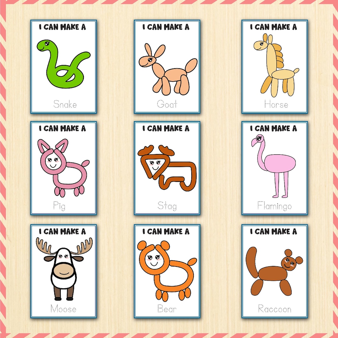 Zoo Animals Play Dough Mats: Fine Motor Skills Activity (PDF) - Etsy