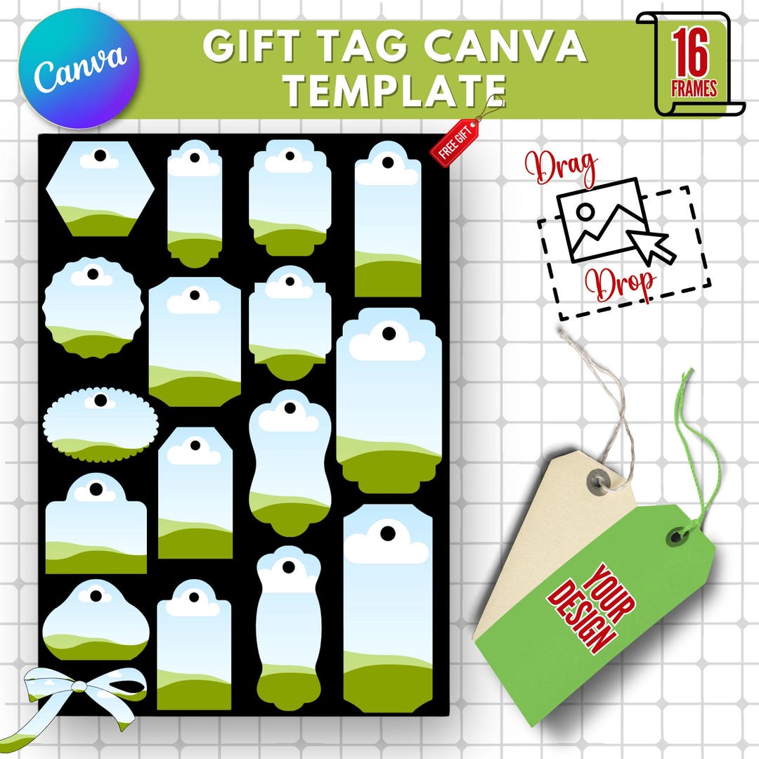 Editable Gift Tag Canva Frame Template |customizable Holiday Gift Tags ...