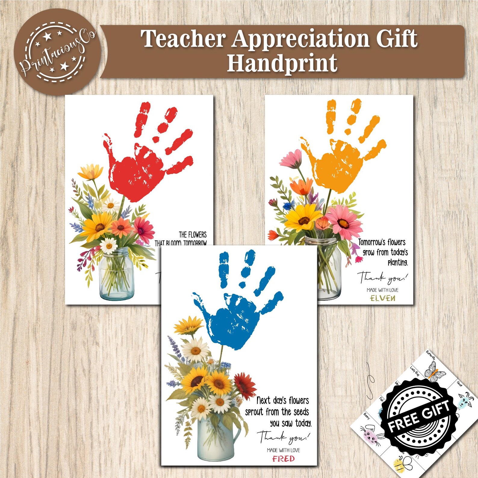 Teacher Appreciation Handprint Art: Kids DIY Gift (PDF & JPG) - Etsy