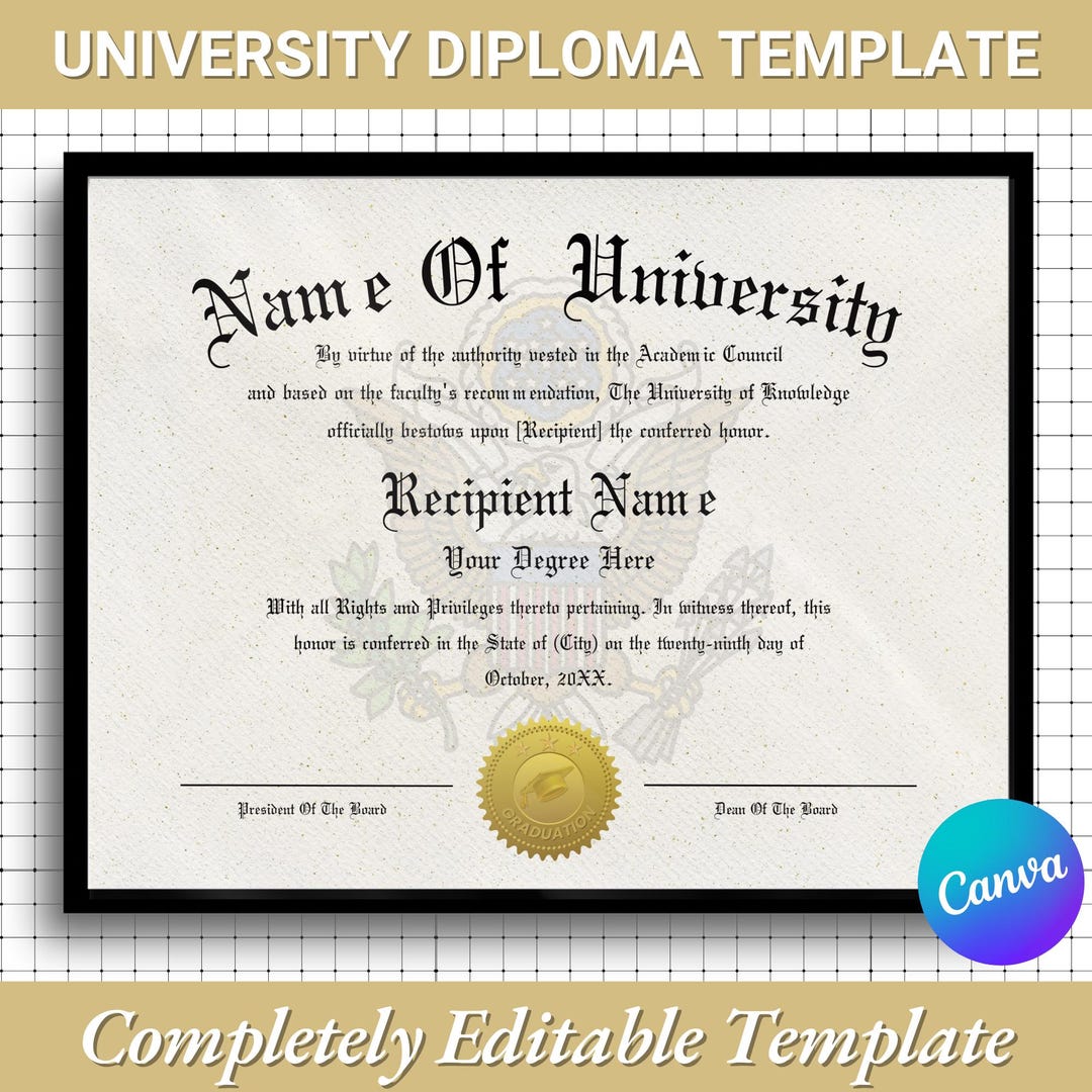 Modelo de diploma universitário editável | Diploma universitário ...