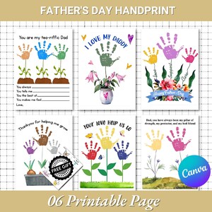 Fathers Day Handprint Garden Printable | Handprint Flowers Bouquet ...