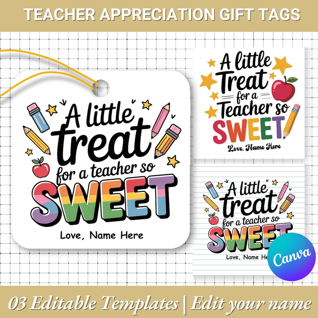 Teacher Appreciation Gift Tag: Printable Thank You Card (PDF) - Etsy