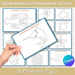 24 Ocean Animal Play Dough Mats | Animals Play Dough Mats | Preschool ...