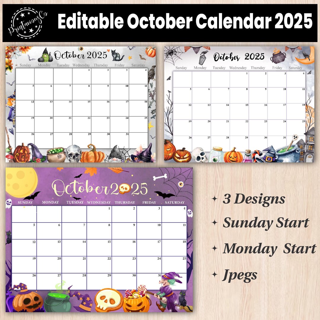 Editable 2025 Wall Calendar: Fillable Monthly Planner (PDF) - Etsy