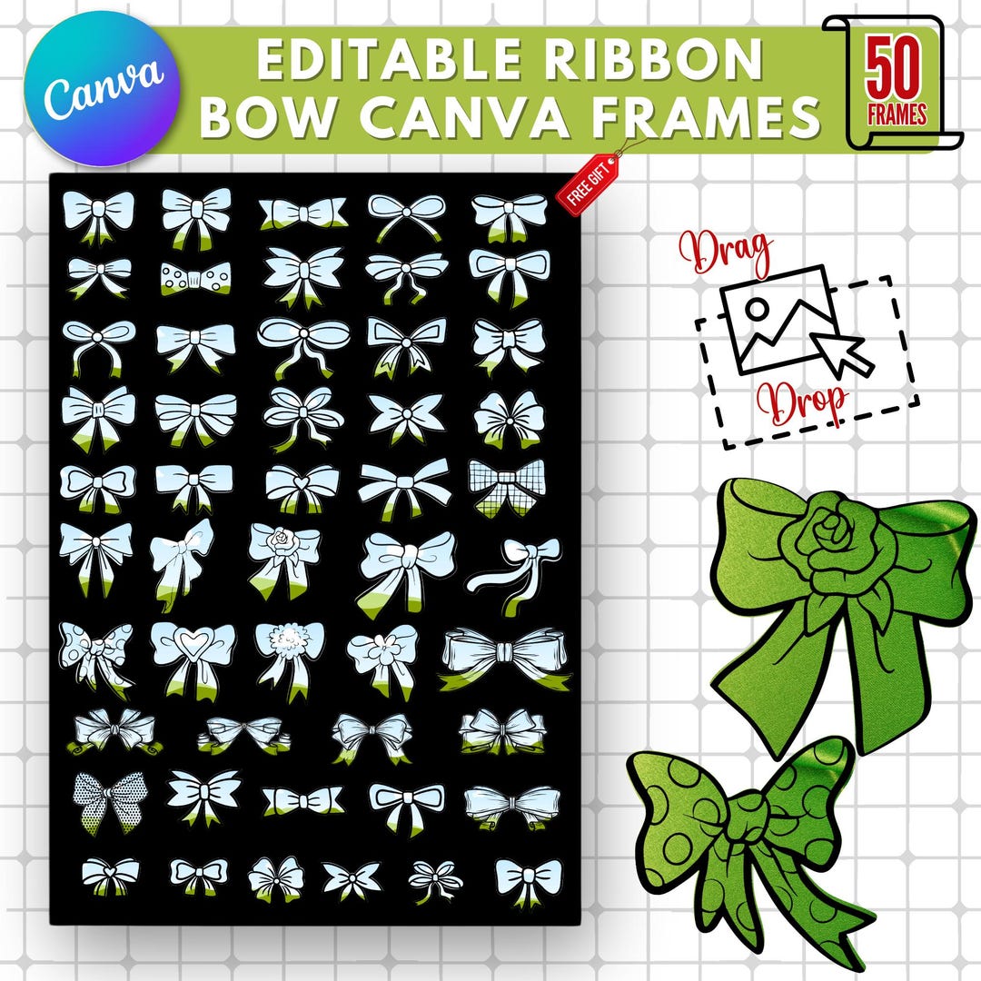 50 Coquette Bow Canva Frames: Ribbons Template (digital Download) - Etsy