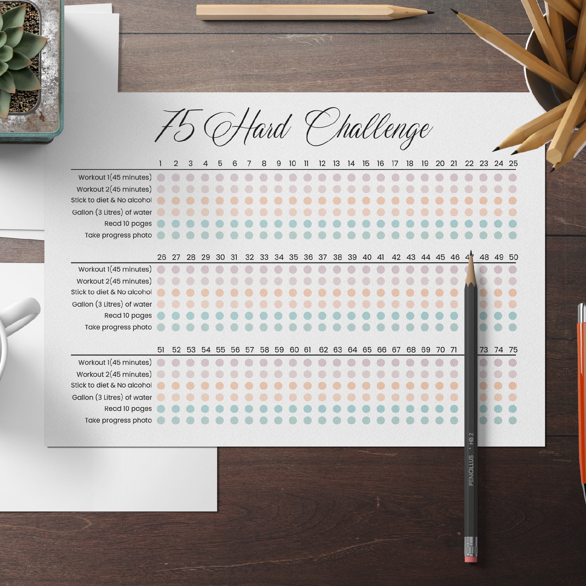 Editable 75 Hard Challenge 75 Hard Tracker 75 Hard Printable 75 Day ...