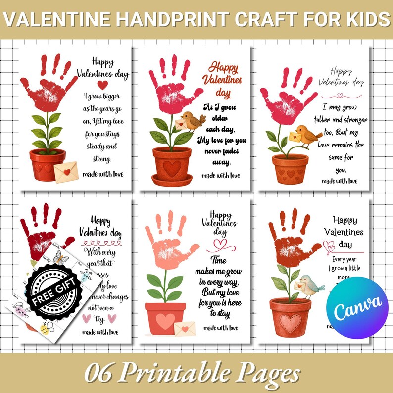 Valentine Handprint Craft Template |printable Valentine Activity ...