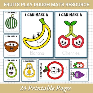 24 Fruits Play Doh Mats Activity |fine Motor Skills Activity|toddler ...