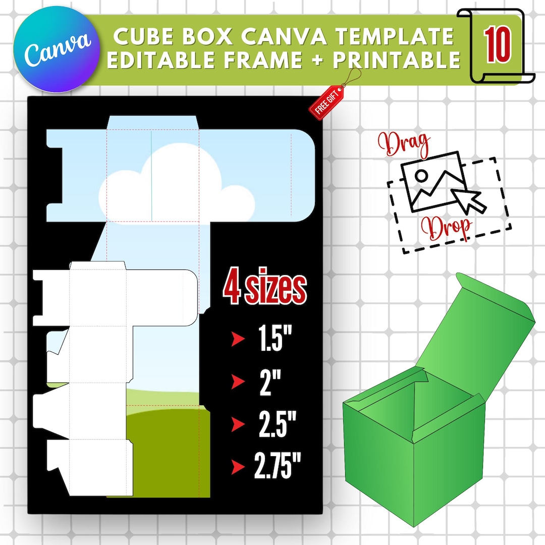 Editable Cube Box Canva Frame Template |custom Cube Box for Gift ...