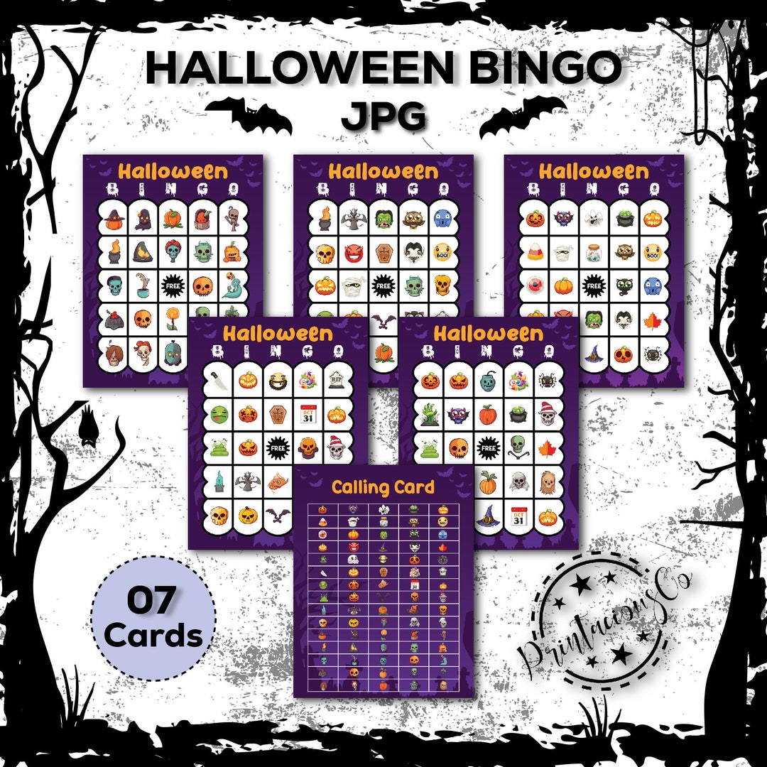 Halloween Bingo Game: 7 Spooky Cards (SVG & PNG) - Etsy