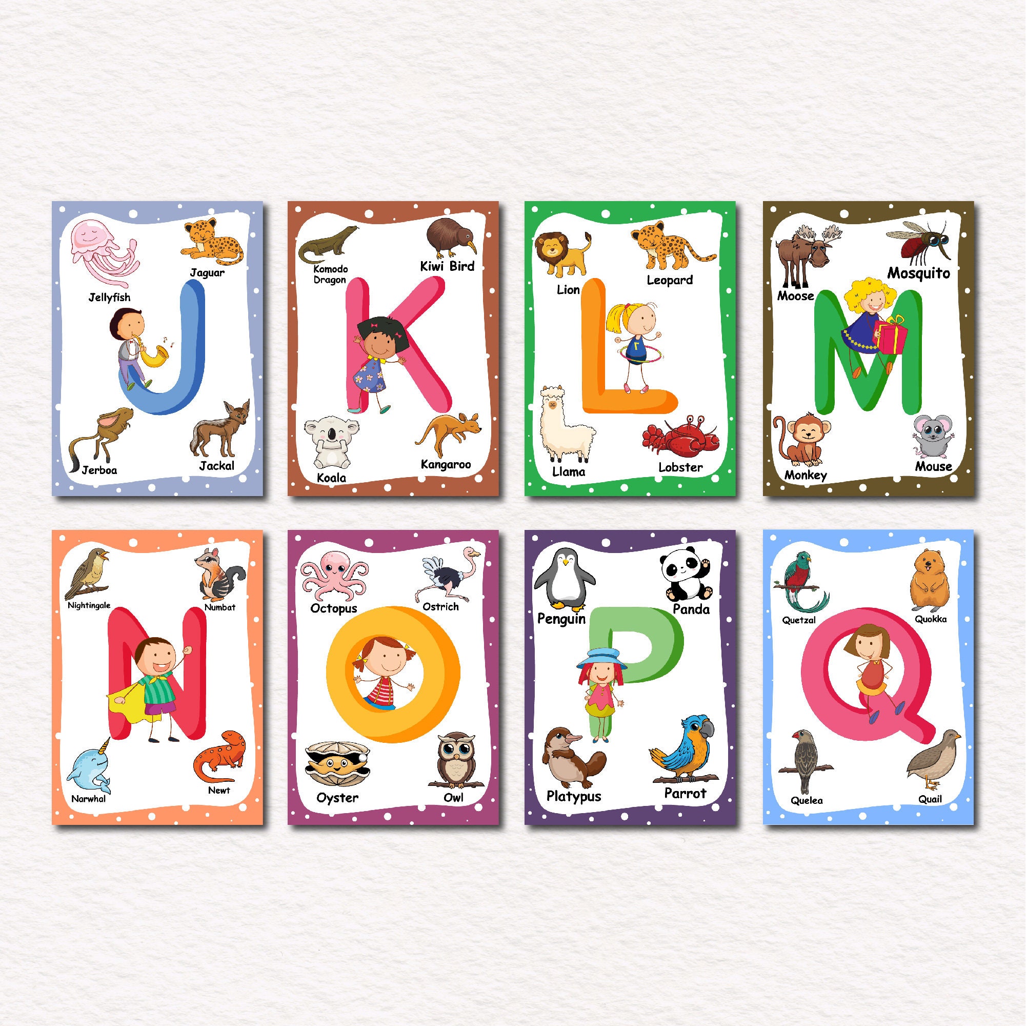 Cute Printable Flashcards Pack Flashcards for Kids Alphabet Flashcards ...