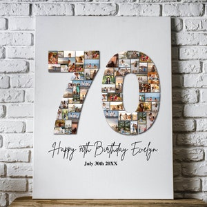 70th Birthday Photo Collage Templates Personalized 70th Birthday Gift ...