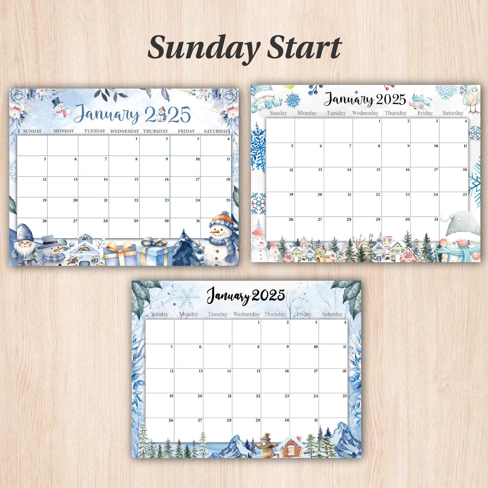 Editable January 2025 Calendar: Printable Monthly Planner (digital ...