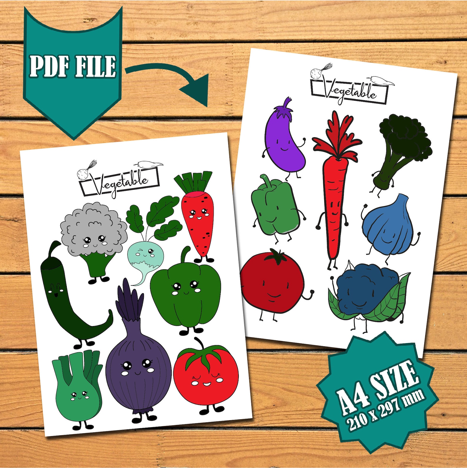 25 Vegetable Coloring Pages for Kids: Homeschool Printables (PDF) - Etsy