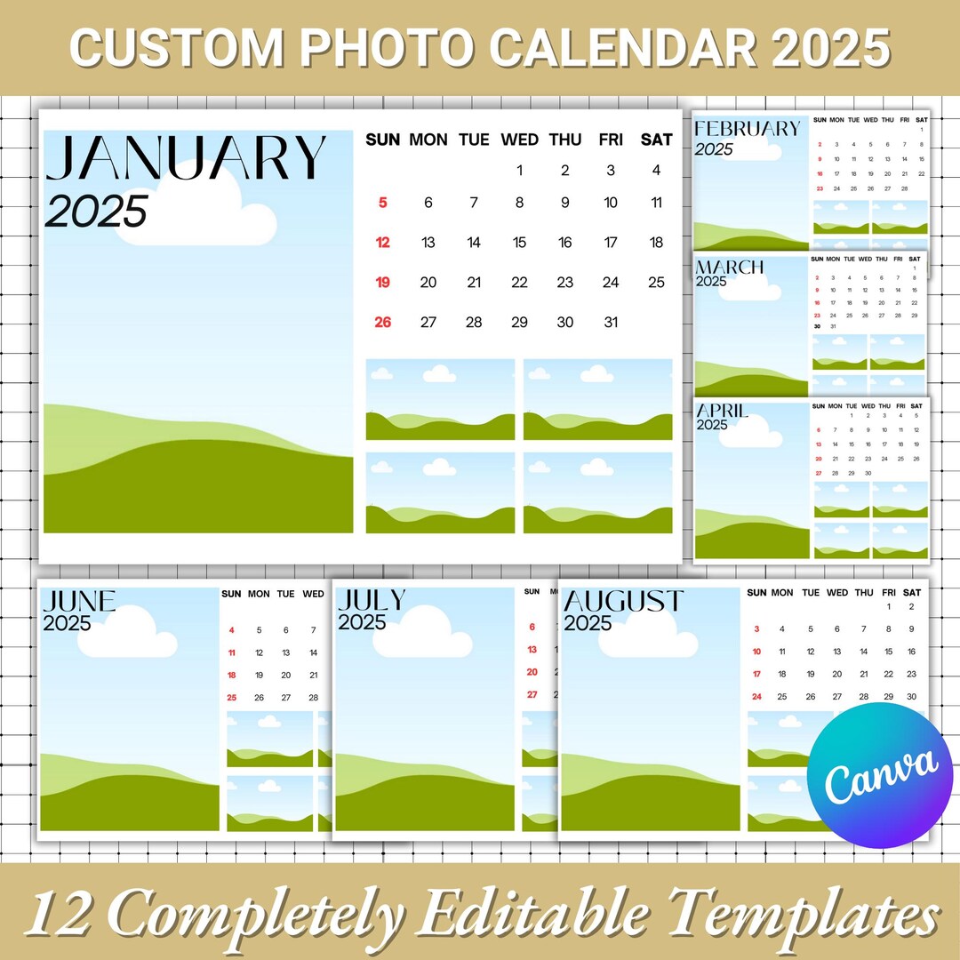 2025 Custom Photo Calendar Templates: Editable Canva Design (resell ...