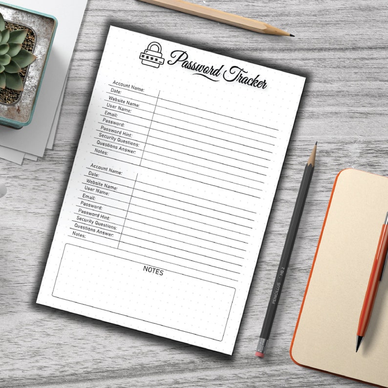 Password Tracker: A4 Minimalist Journal (PDF) - Etsy