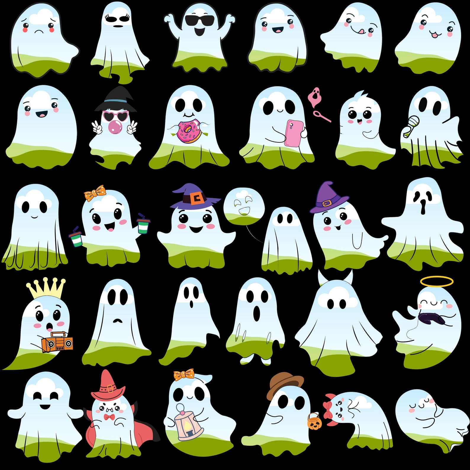 50 Halloween Ghost Canva Frames: Spooky Clipart (editable PNG File) - Etsy