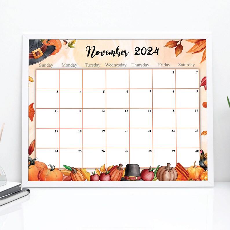 Editable November 2024 Calendar: Printable Monthly Planner (PDF & JPEG ...
