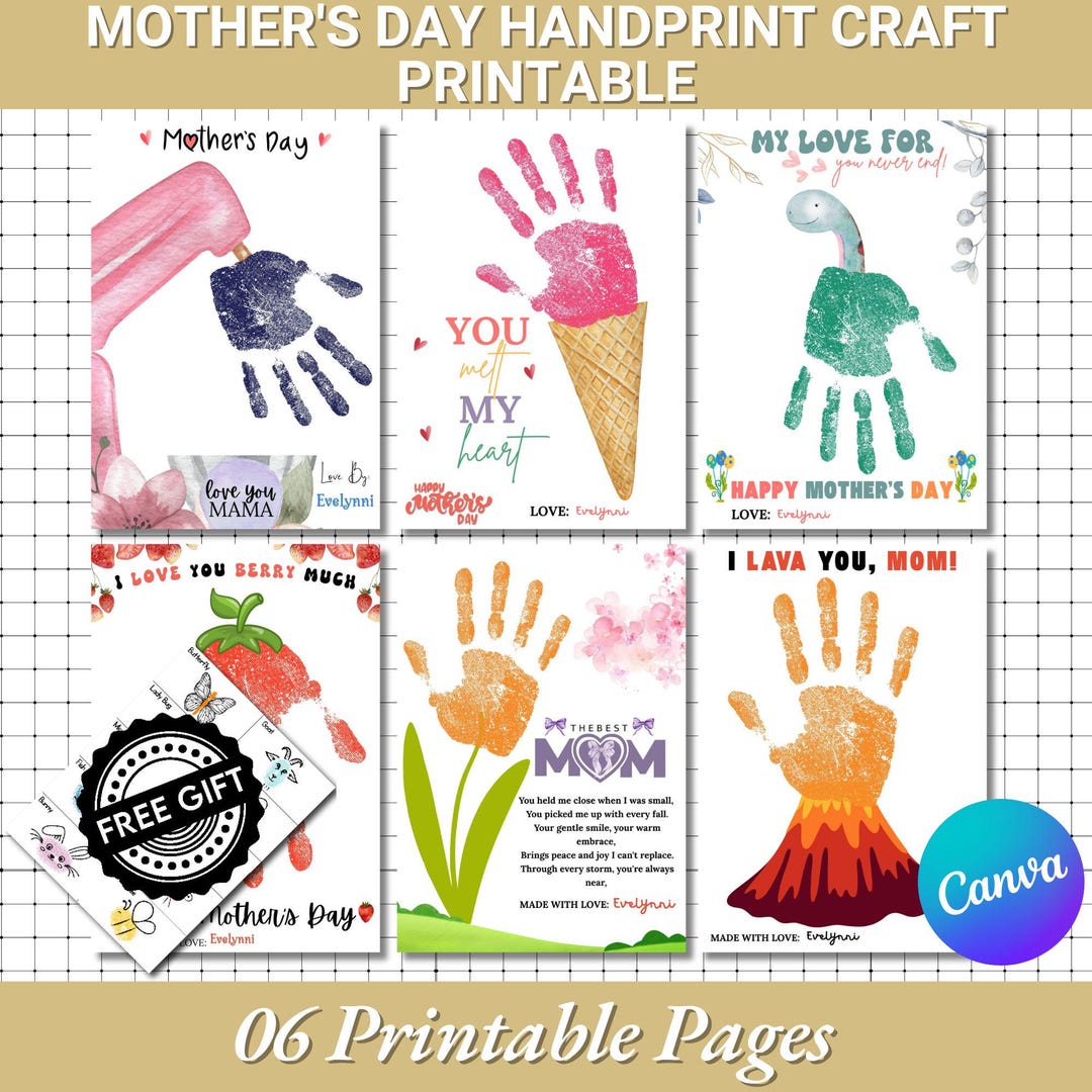 Mother’s Day Handprint Craft Template |printable Canva Template |mother ...