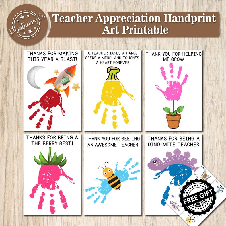 Teacher Appreciation Handprint Gift Gift Handprint Children Printable ...