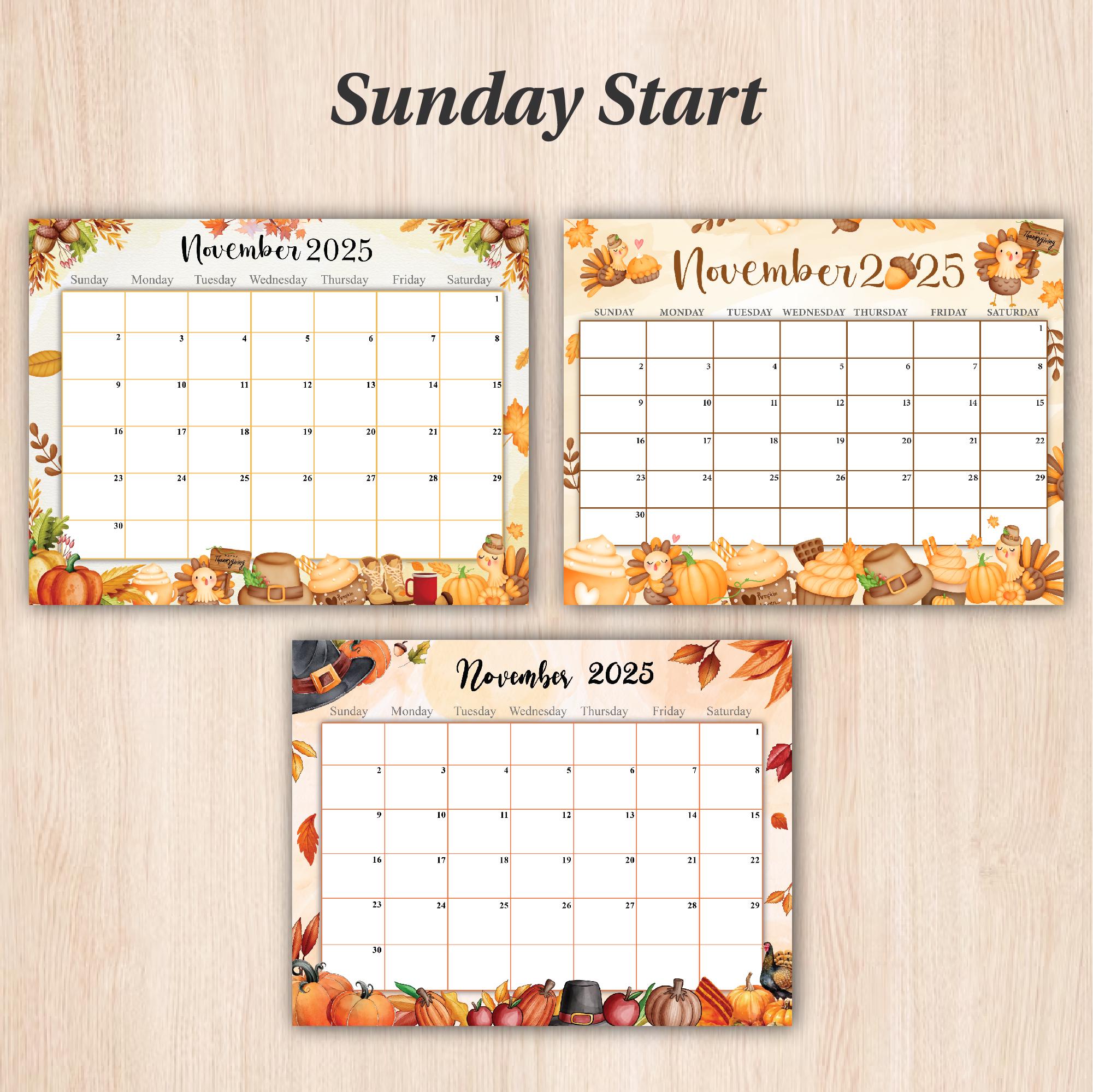 Editable November 2025 Calendar: Printable Monthly Planner (digital ...