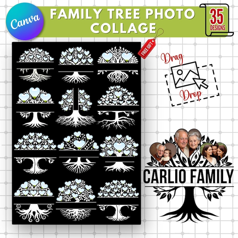 Family Tree of 5 Members - Etsy