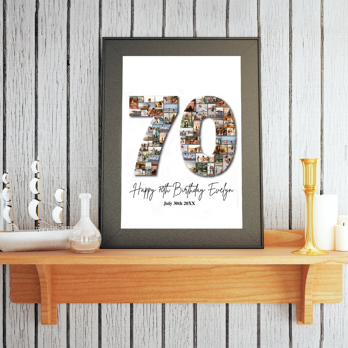 70th Birthday Photo Collage Templates Personalized 70th Birthday Gift ...