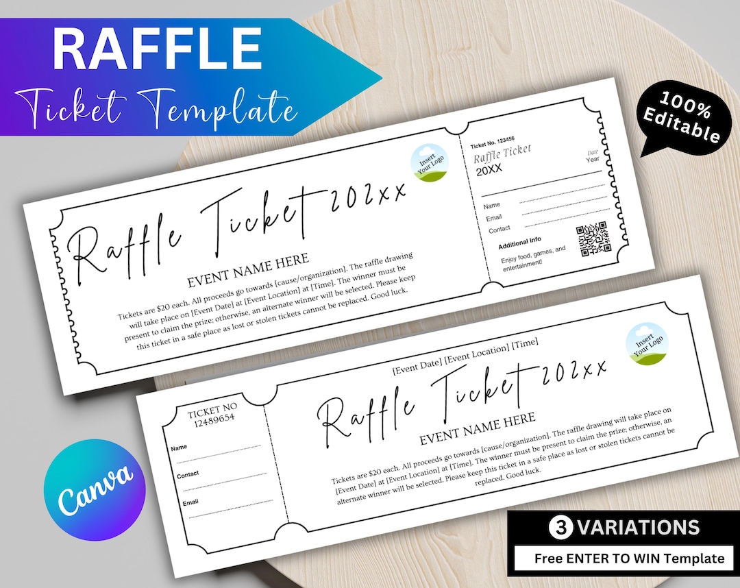 Editable Raffle Ticket Template: Printable Canva Design (digital ...