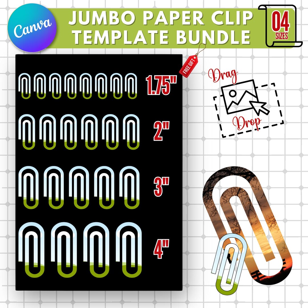 Jumbo Paper Clip Template |editable + Printable Canva Template |custom ...