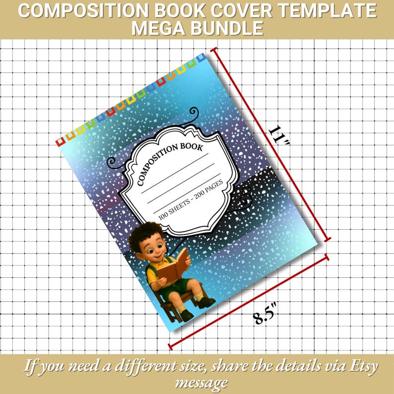 Editable Composition Book Cover Template: Custom School Notebook (canva ...