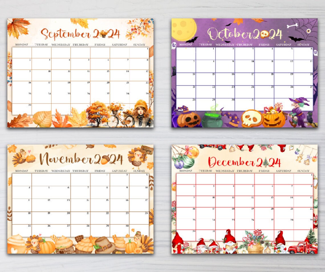 Editable 2024 Wall Calendar Bundle: Printable Monthly Planner (digital ...