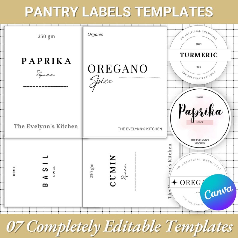 Customizable Pantry Labels: Canva Editable Templates (digital Download ...