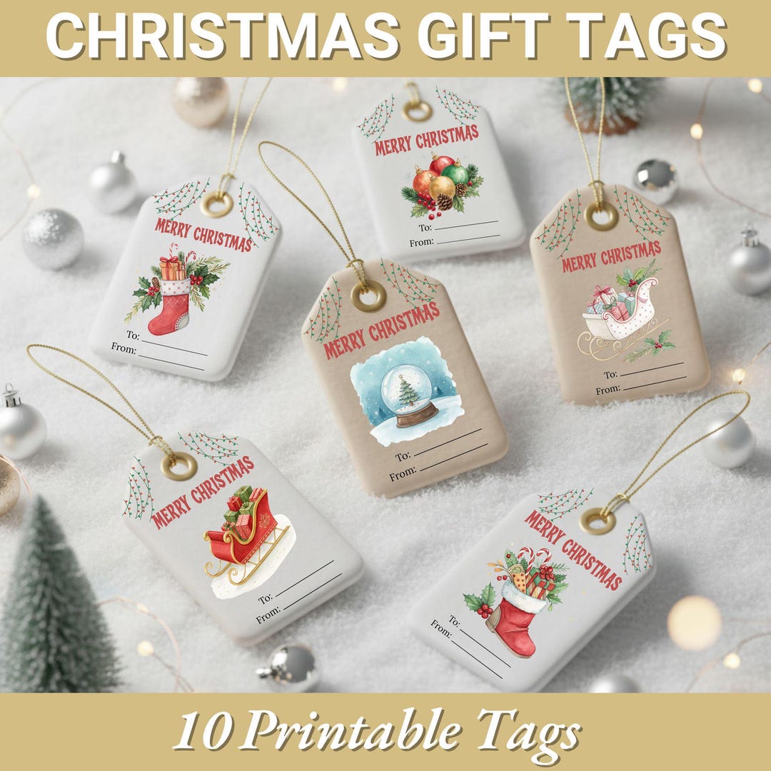 Christmas Gift Tags: Printable Holiday Present Labels (canva Template ...
