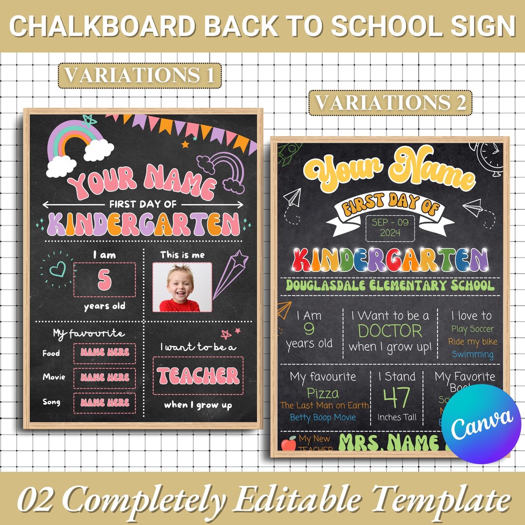 Editable Chalkboard Back to School Sign: First & Last Day (digital ...