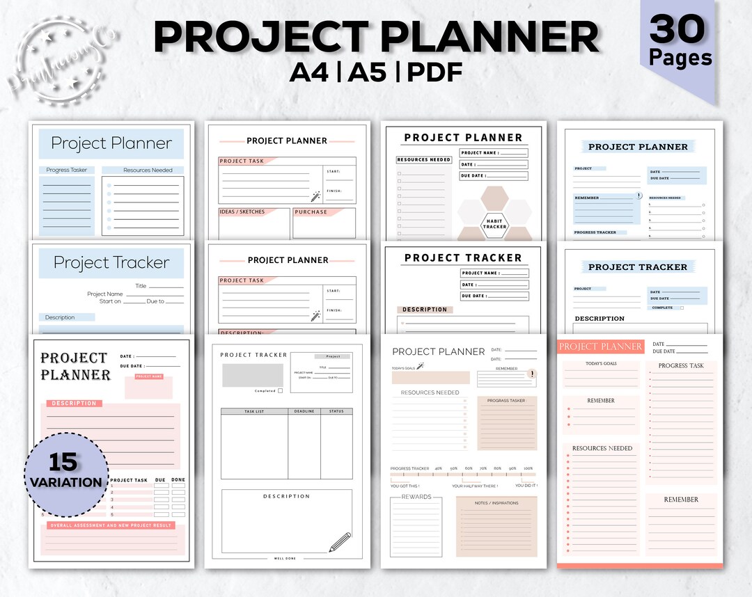 Project Planner Printable | Productivity Planner | Task Tracker ...