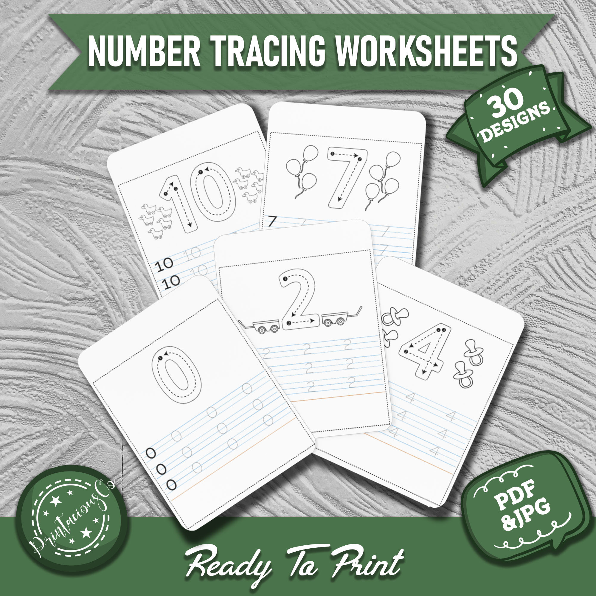30 Number Tracing Worksheets Traceable Numbers Toddler Workbook ...