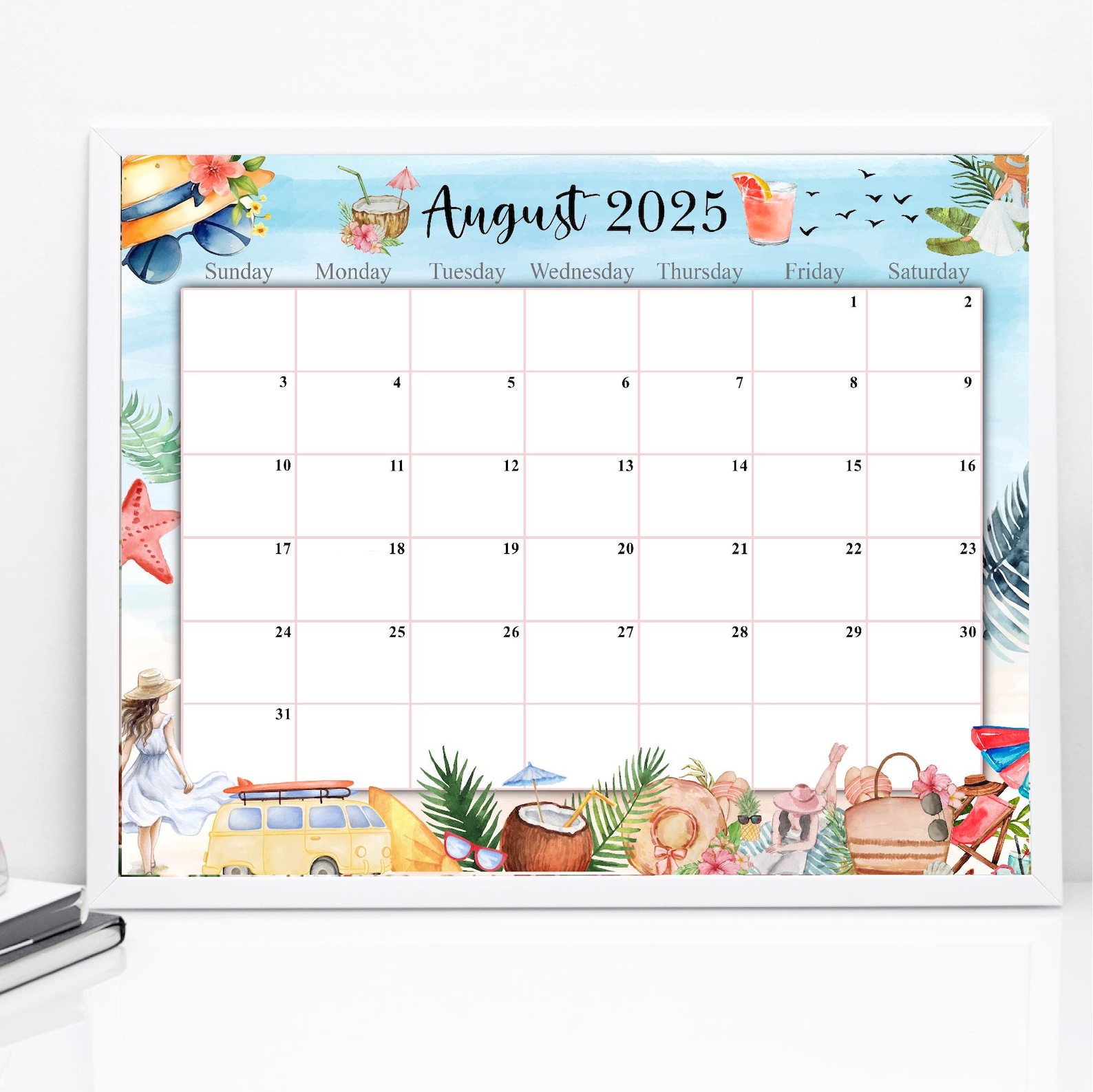 Editable August 2025 Calendar: Printable Monthly Planner (digital ...
