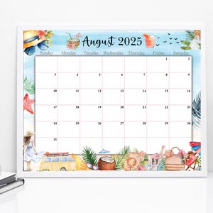 Editable August 2025 Calendar: Printable Monthly Planner (digital ...