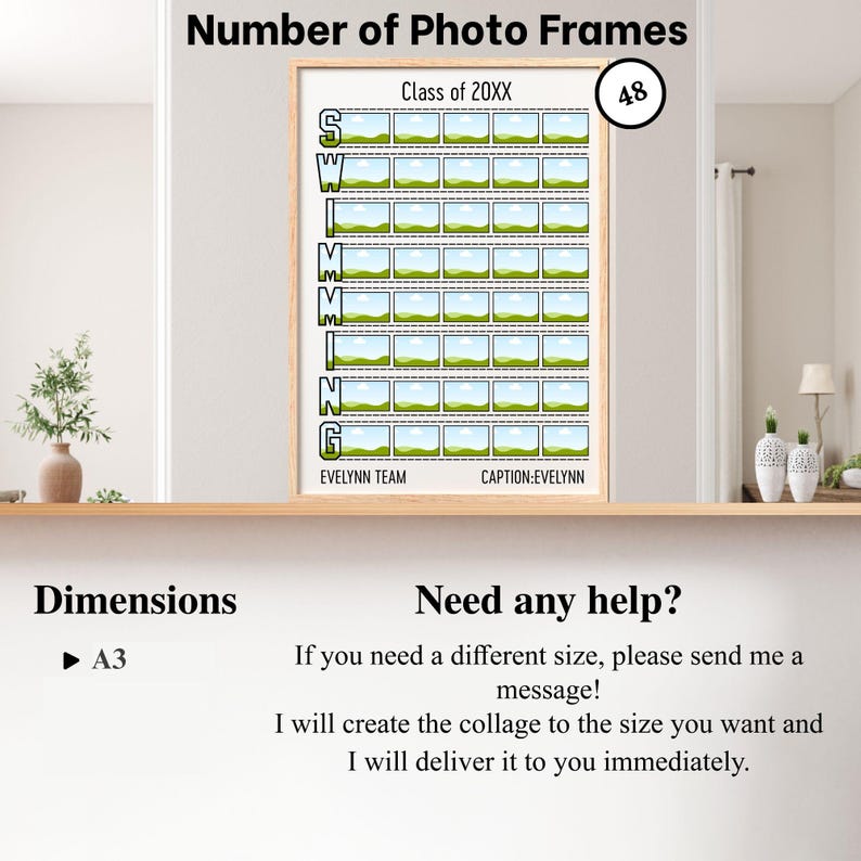 Swimming Team Photo Collage Template: DIY Memory Board (canva Editable ...