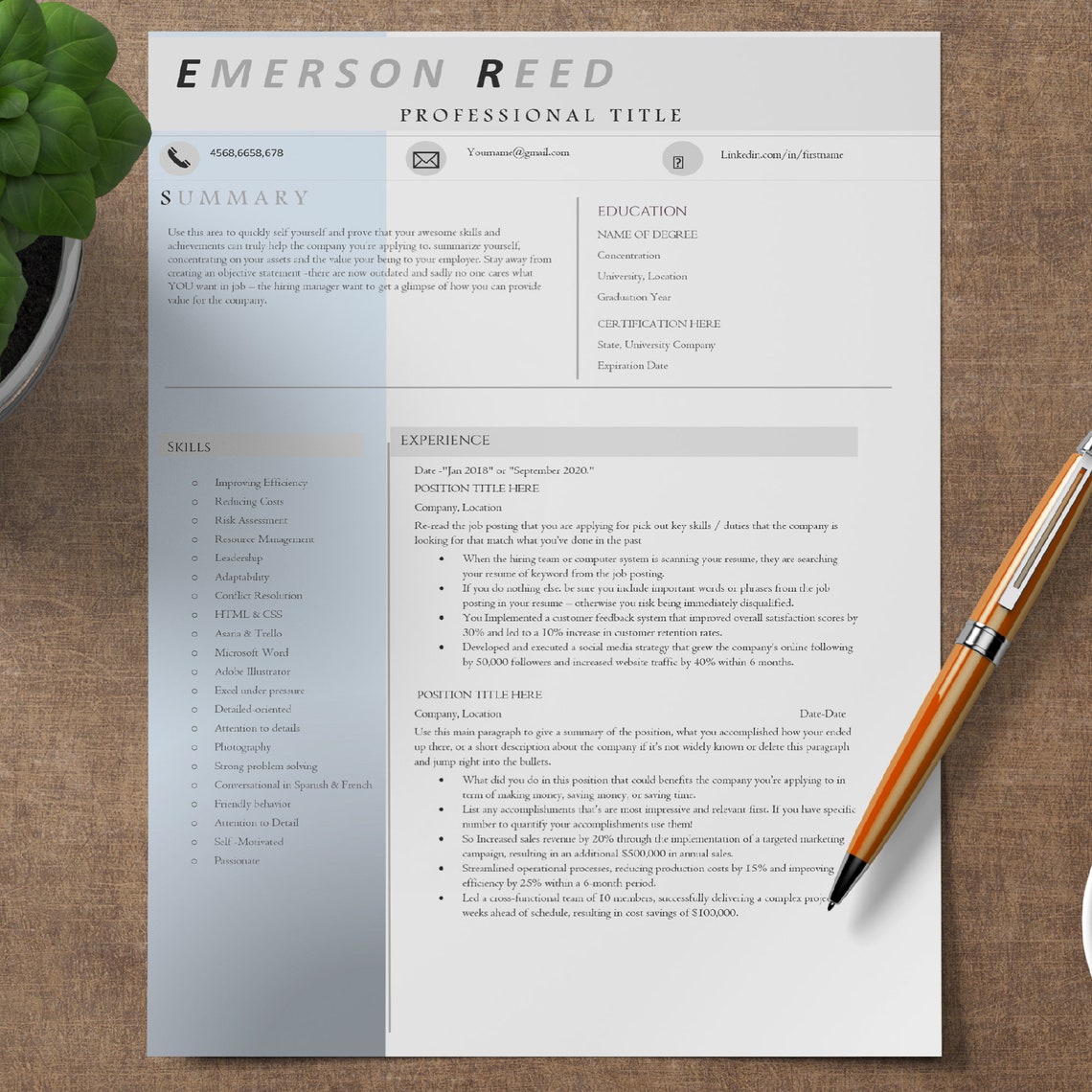 Ats Resume Template Ats Friendly Resume Ats Resume Ats - Etsy