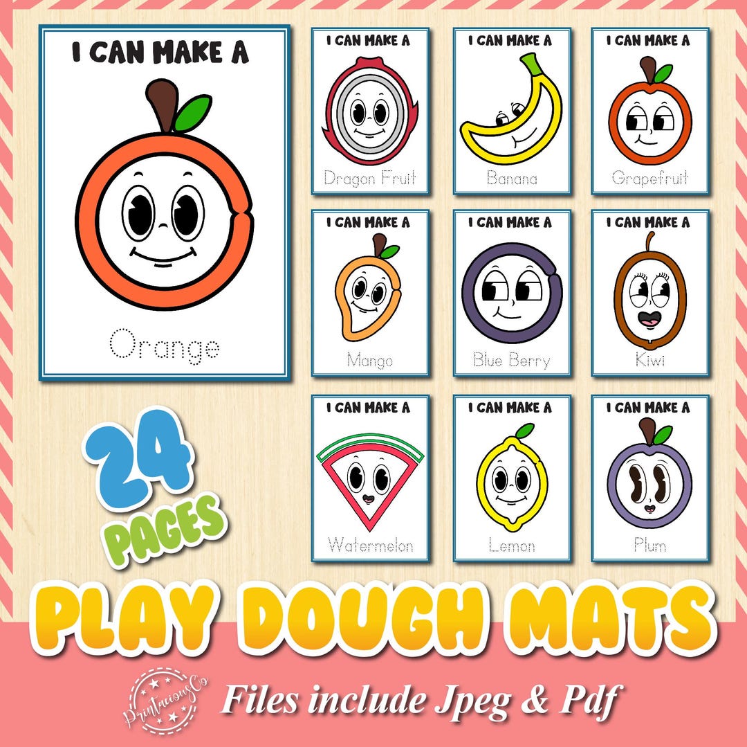 24 Printables Fruits Play Doh Mats fine Motor Skills Activitytoddler ...