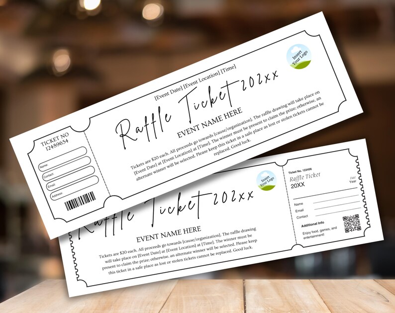 Editable Raffle Ticket Template: Printable Canva Design (digital ...