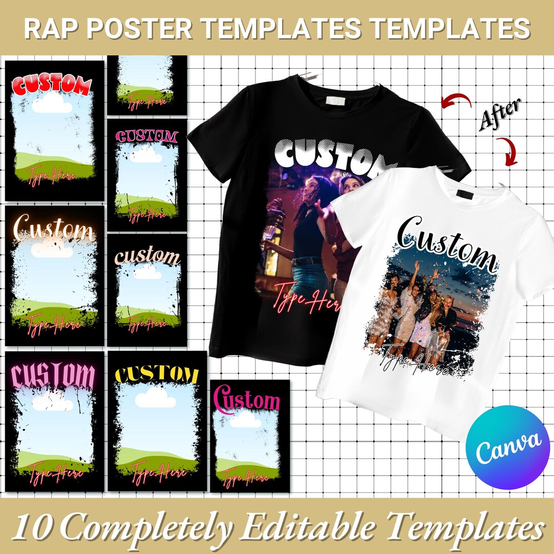 Editable Rap Poster & Photo Shirt Templates: DIY Canva Designs (instant ...