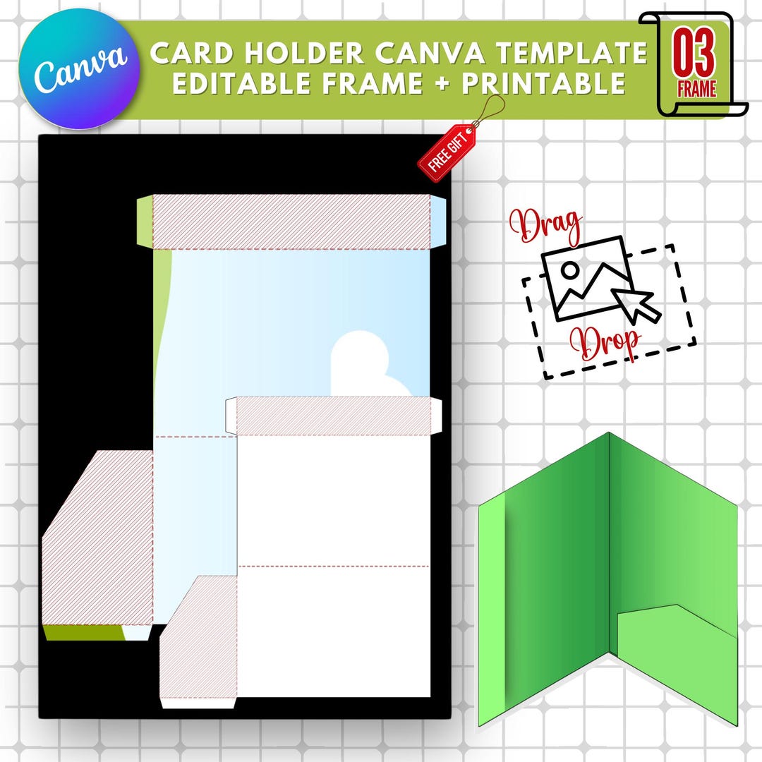 Editable Card Holder Canva Template: Printable Gift Card Organizer ...